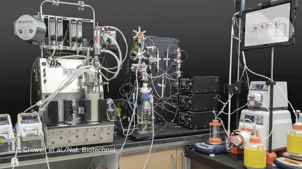 This miniature drug factory fits on a few lab benches