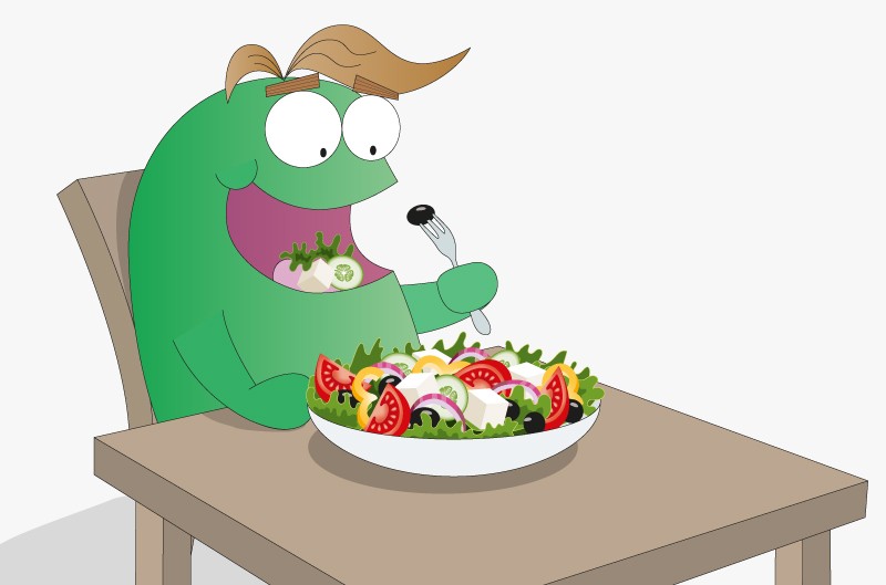 Cartoon Bacteria On Food