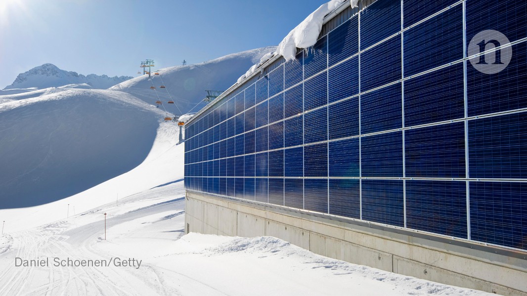 Solar panels high on snowy mountains yield peak power