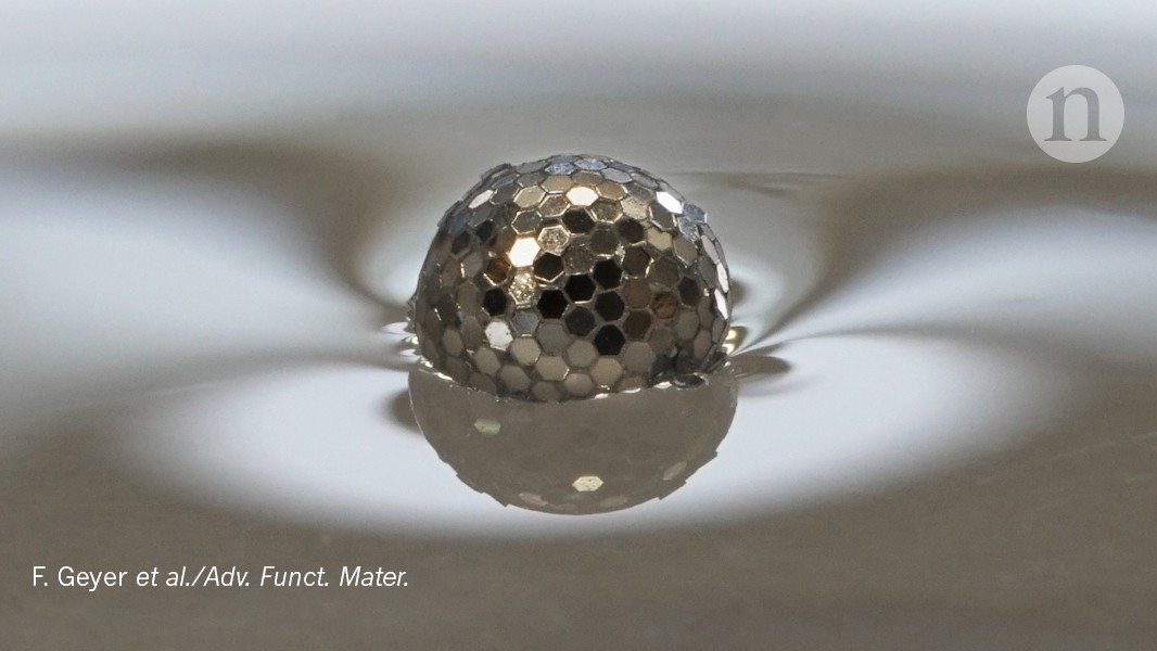 Liquid marbles self-assemble from a pile of powder