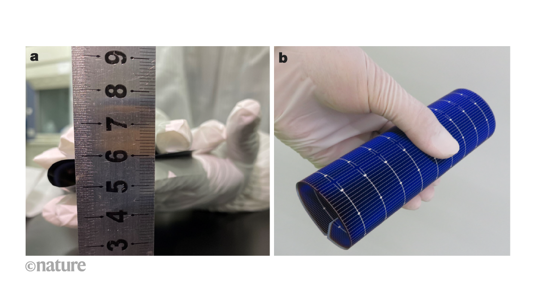 Flexible solar cells made with crystalline silicon