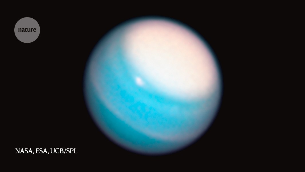 A storm is whirling atop Uranus