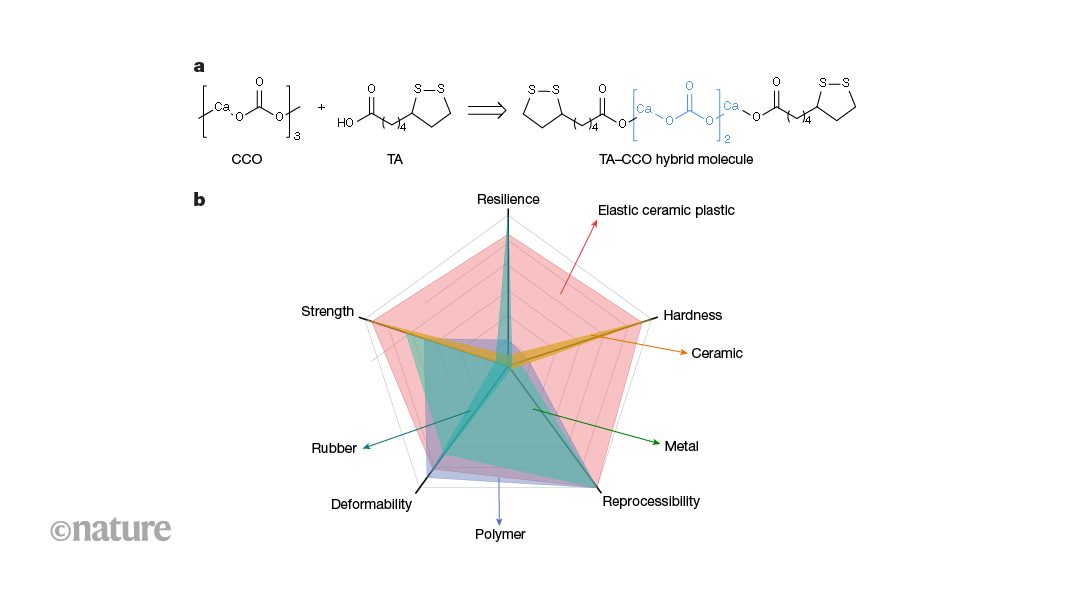 Elastic ceramic plastic made using molecules with organic and inorganic ...
