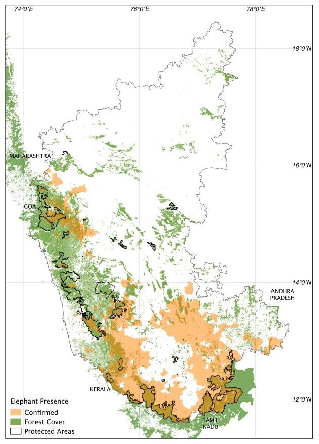 A map that tells where elephants are