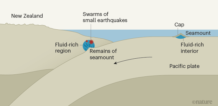 Fluid-rich extinct volcanoes cause small earthquakes beneath New Zealand