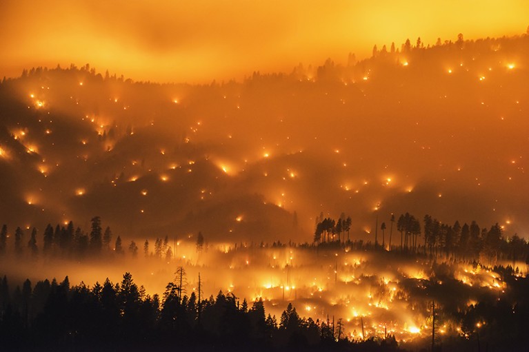 Drought-fuelled overnight burning propels large fires in North America