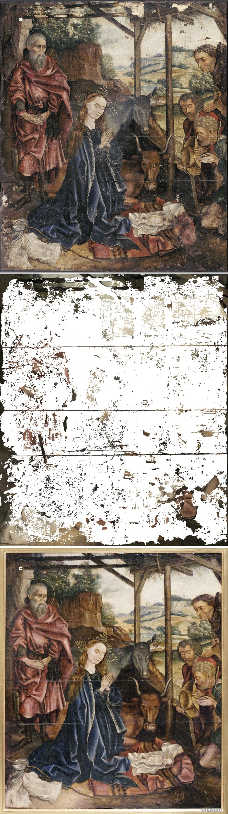 Digitally constructed mask brings a damaged painting back to life