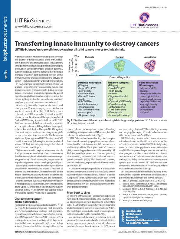 LIfT BioSciences unique innate allogeneic cell therapy against all ...