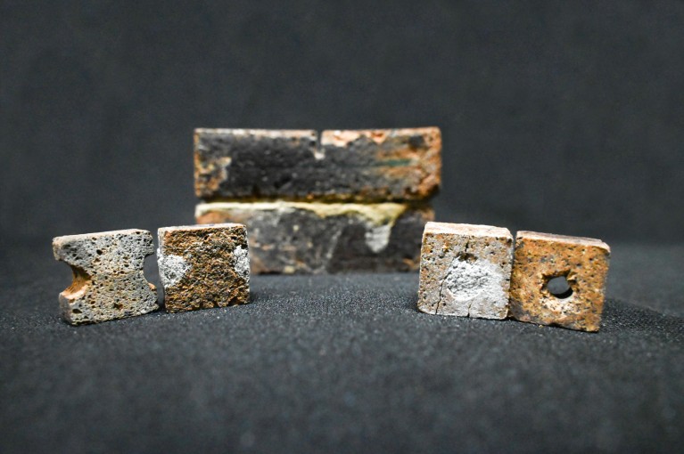 Self healing bricks for Moon colonies